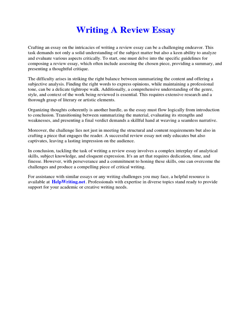 Writing A Review Essay | PDF