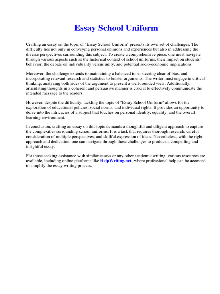 Essay School Uniform | PDF | Essays | Thought