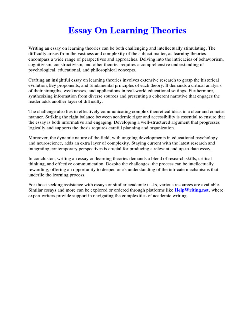 Essay On Learning Theories | PDF | Human Nose | Volkswagen