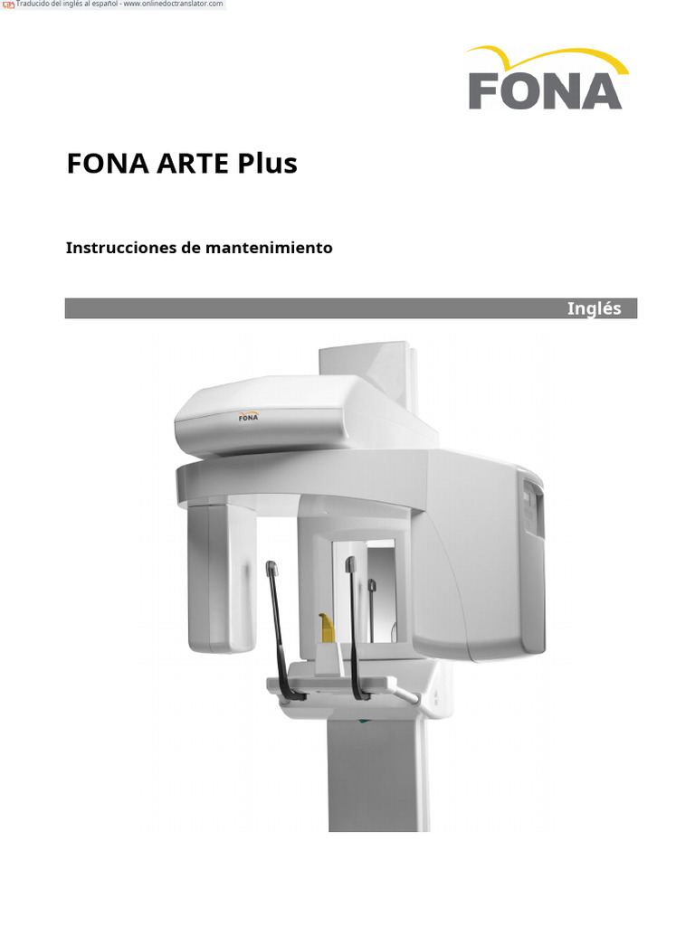 FONA ART Plus Manual Mantenimiento Panoramico Fona | PDF | Rayo X | Fuente de alimentación