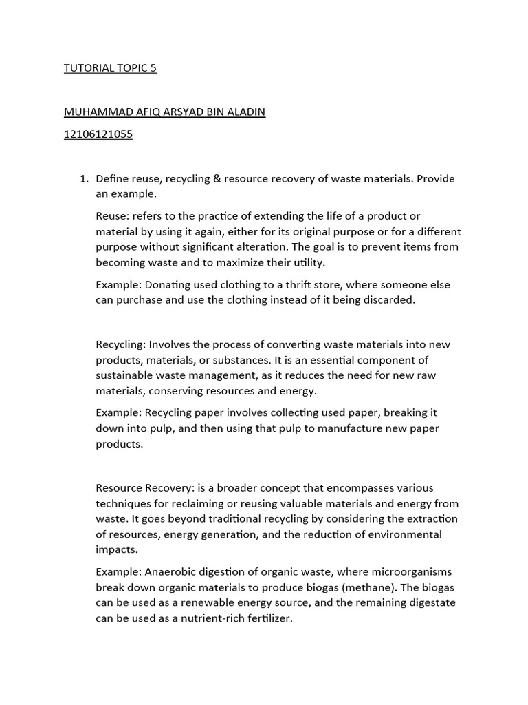 Tutorial Topic 5 | PDF | Compost | Waste