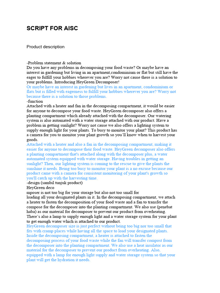 Script For Aisc | Download Free PDF | Decomposition | Plants