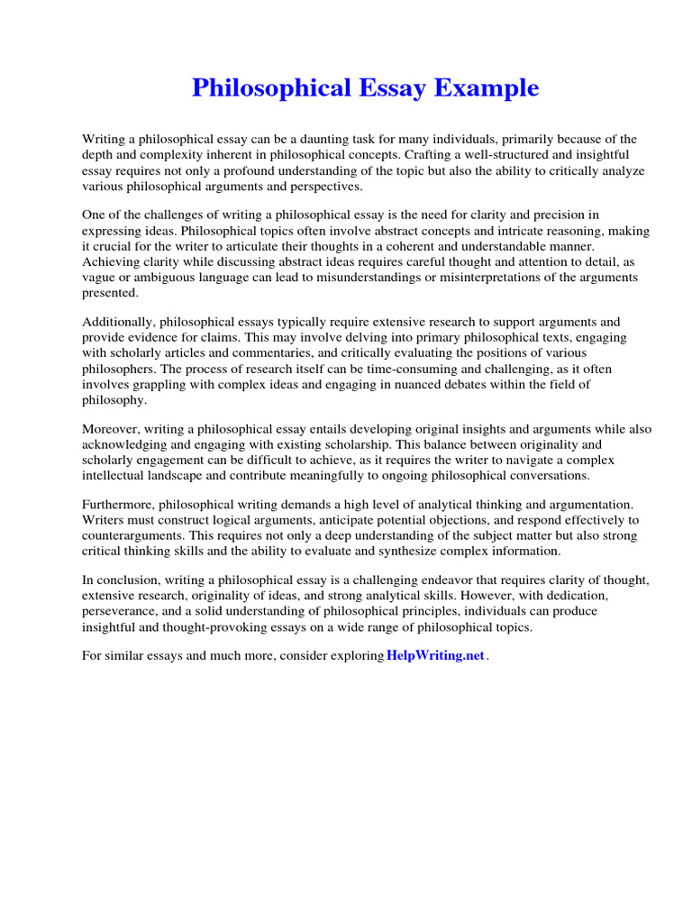 Philosophical Essay Example | PDF