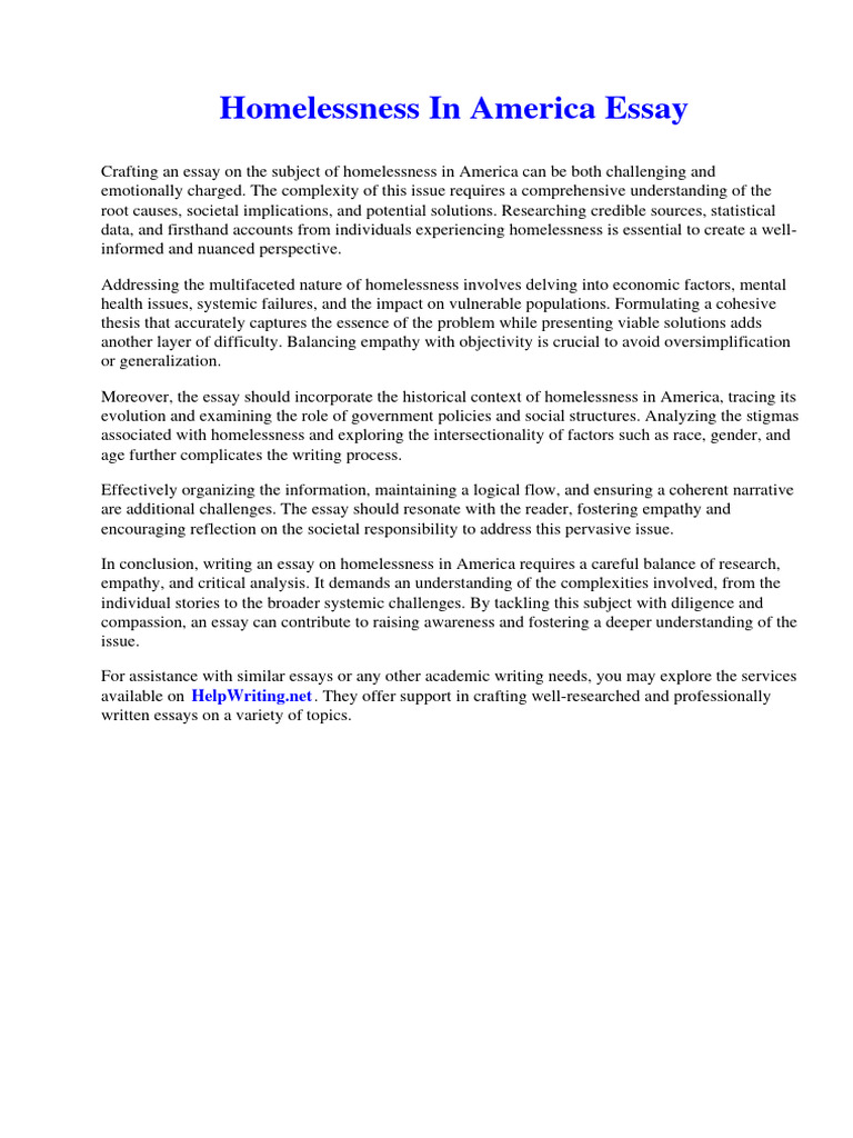 Homelessness in America Essay | PDF | Gender | Gender Studies