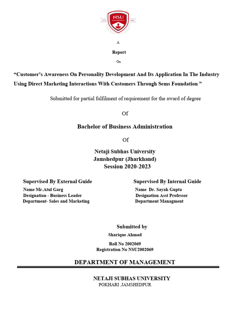 ( (Sharique Ahmad) SIP (SEM 5) 2020-2023 | PDF | Educational Technology ...