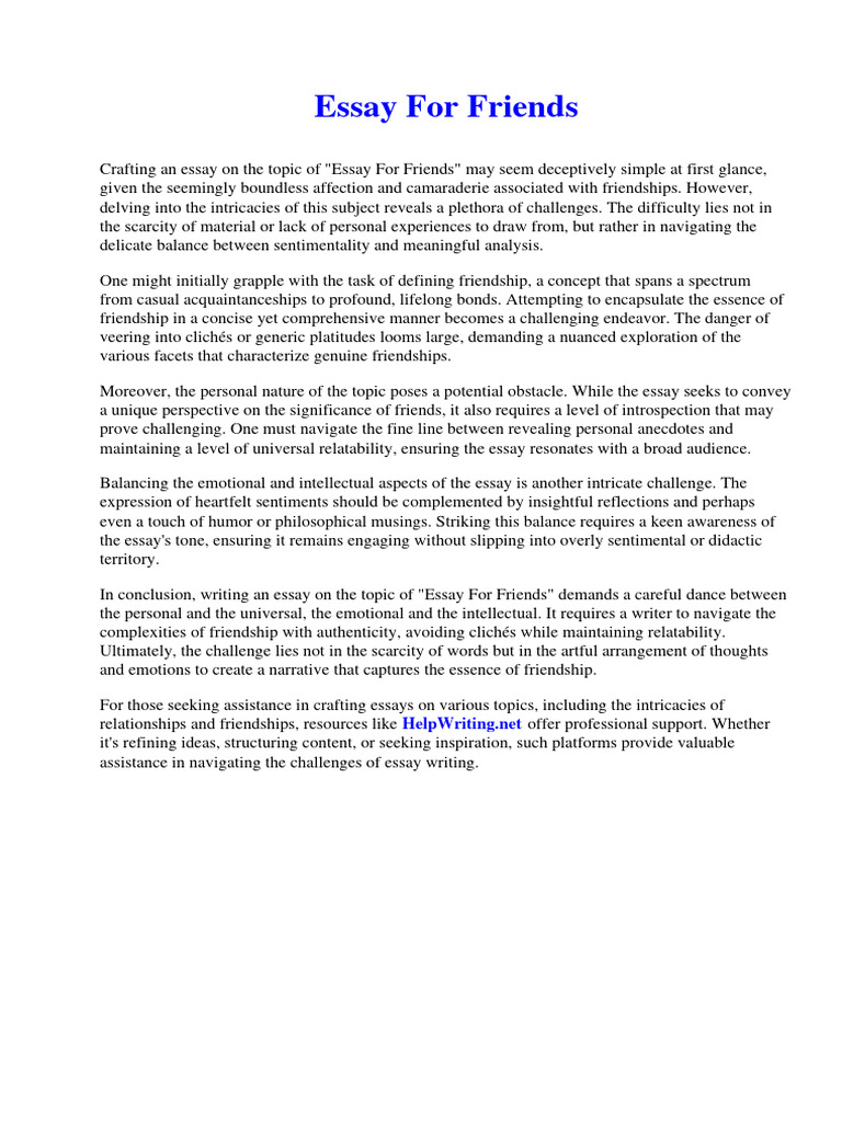 Essay For Friends | PDF