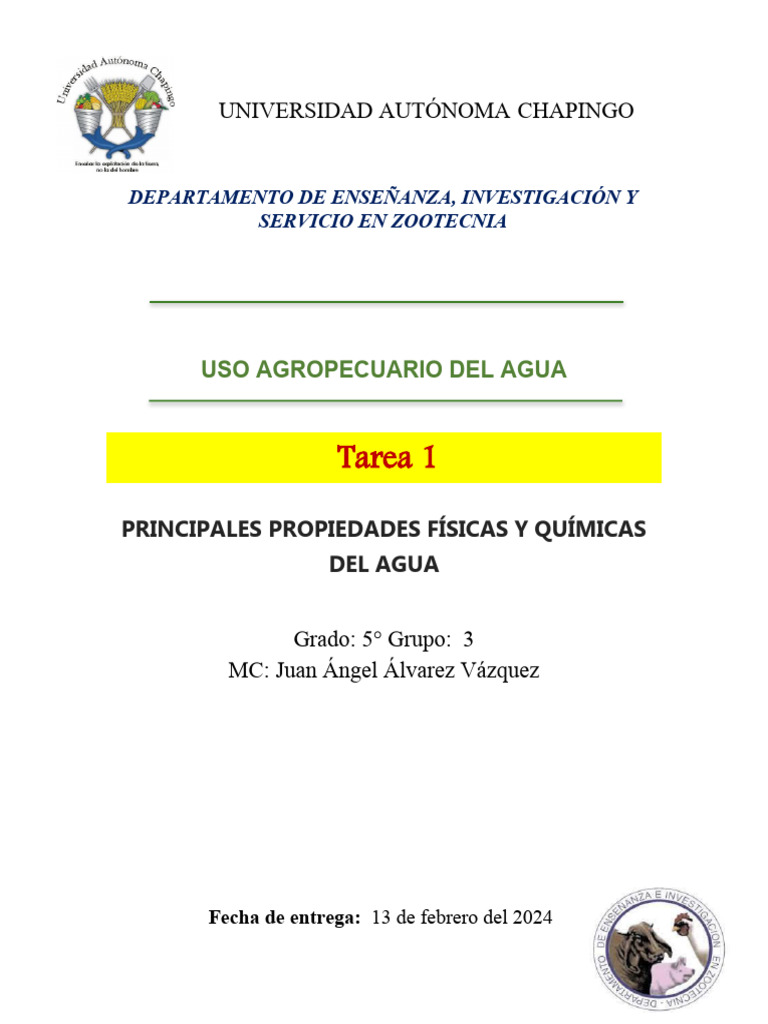 Principales Características Físicas y Químicas Del Agua | PDF | Propiedades del agua | Agua