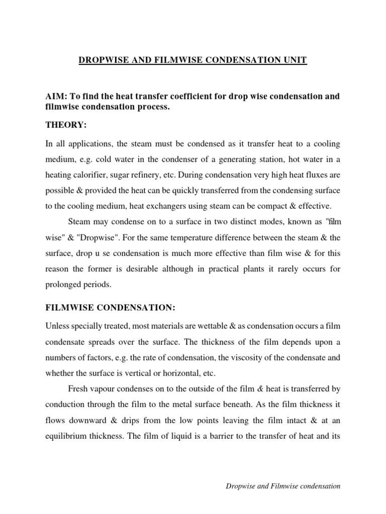 Dropwise and Flimwise Condensation | Download Free PDF | Heat Exchanger ...