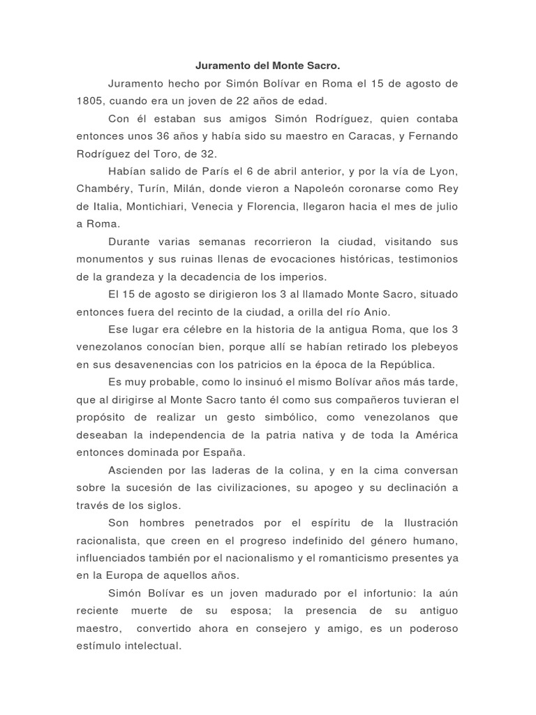 Juramento Del Monte Sacro | PDF