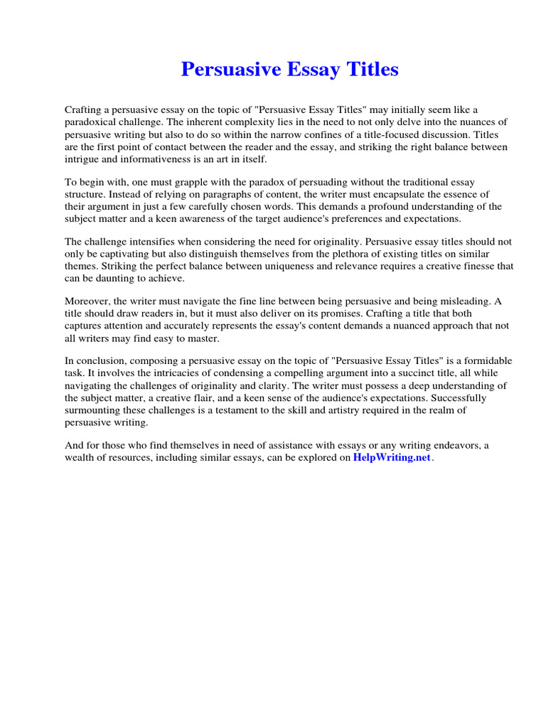 Persuasive Essay Titles | PDF | Mr. Darcy | Olaudah Equiano