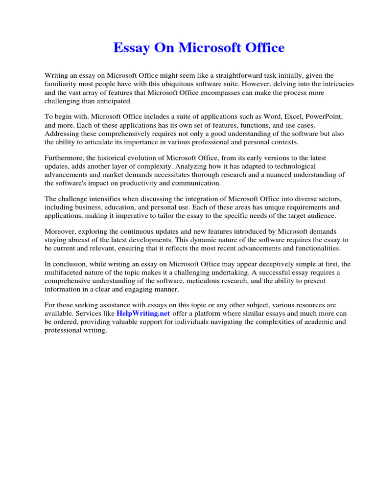 Essay On Microsoft Office | PDF | Business Process | Anime