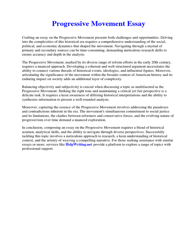 Progressive Movement Essay | PDF