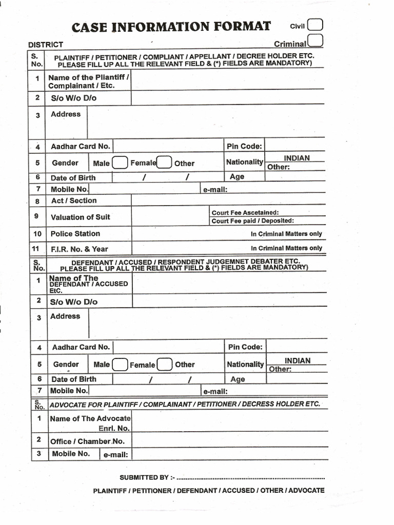 Case Information Format | PDF