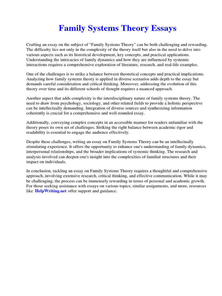 Family Systems Theory Essays | PDF | Systems Theory | Mathematical ...