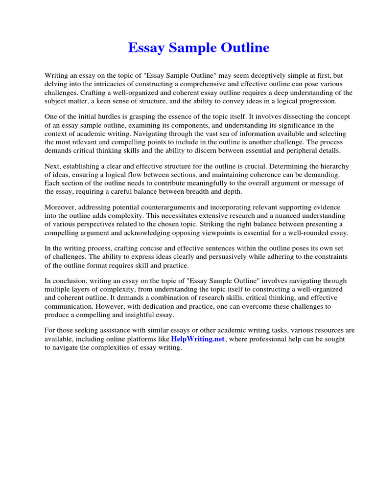 Essay Sample Outline | PDF | Mass Media | Essays