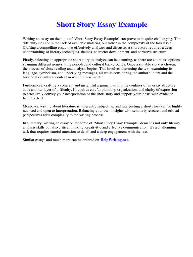 Short Story Essay Example | PDF | Electrical Engineering | Essays