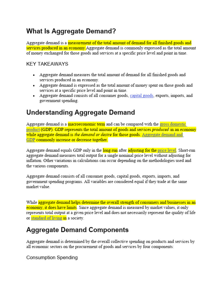 What Is Aggregate Demand | PDF | Aggregate Demand | Consumption (Economics)