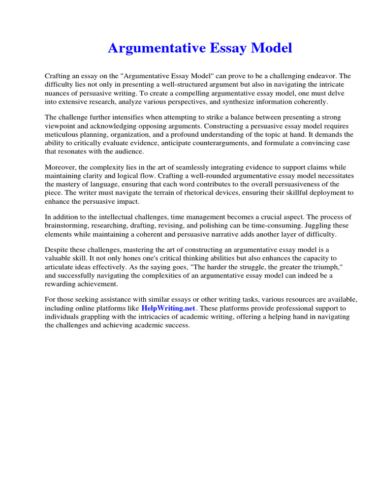 Argumentative Essay Model | PDF