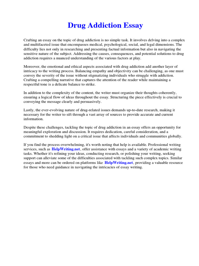 Drug Addiction Essay | PDF | Competitive Advantage | Family Therapy