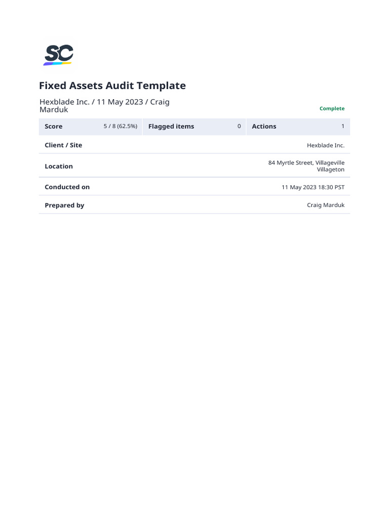 Fixed Assets Audit Summary | PDF | Depreciation | Cost