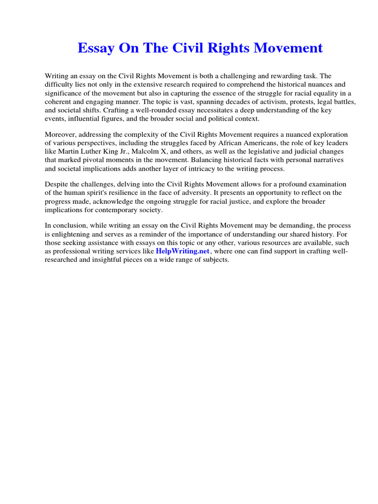 Essay On The Civil Rights Movement | PDF | Mentorship | Essays