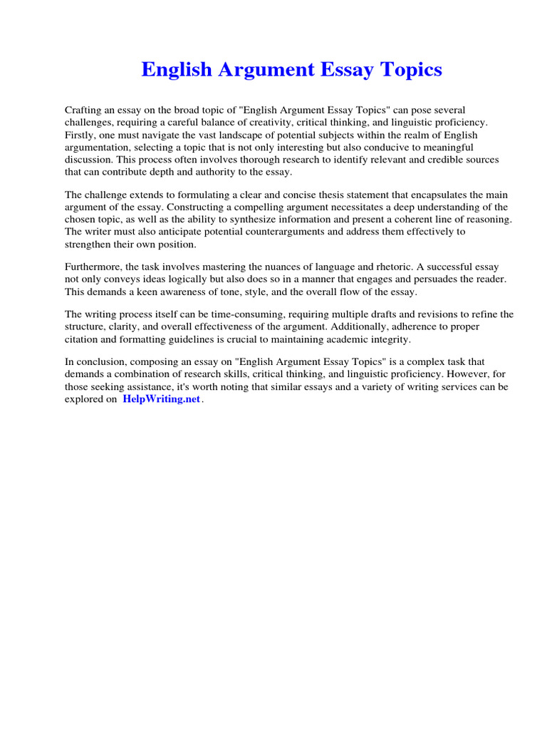 Top English Argument Essay Topics | PDF | Egyptian Pyramids | Essays