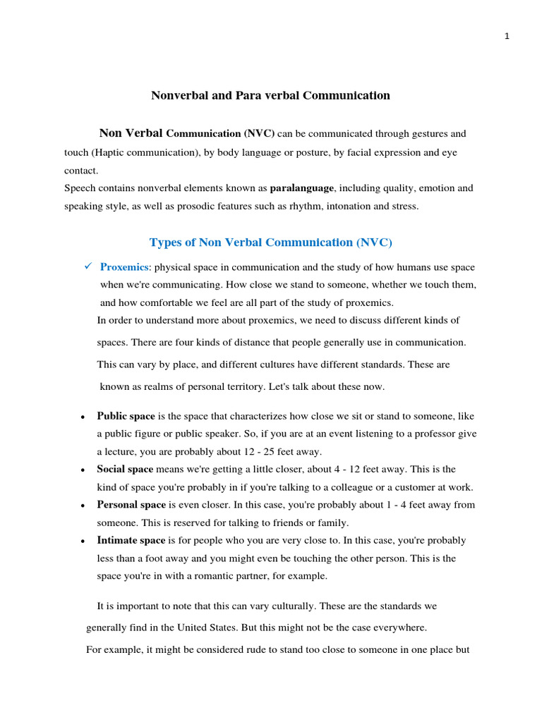 Non Verbal and Paraverbal Communication | PDF