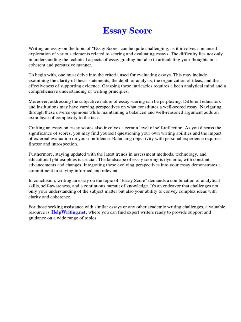 Essay Score | PDF | Essays | Fairy Tales