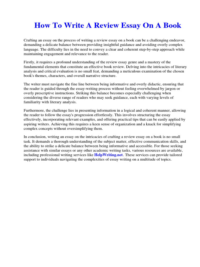 How To Write A Review Essay On A Book | PDF | Epic Of Gilgamesh | Essays