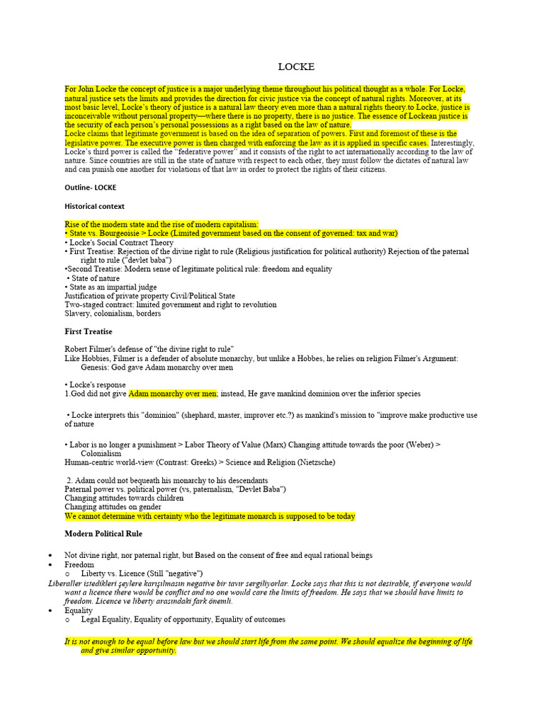 locke notes | PDF | Property | Justice