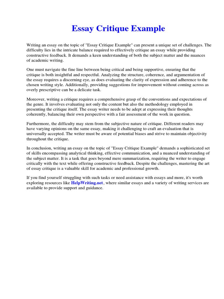 Essay Critique Example | PDF | Software | Essays