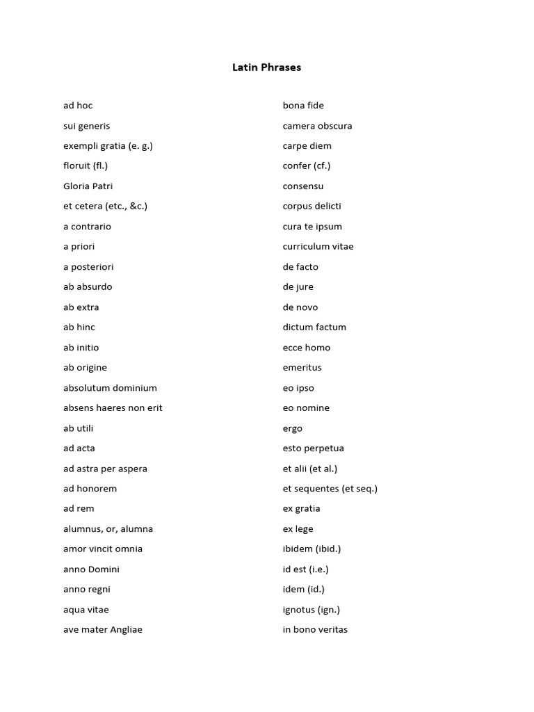 Latinisms and Latin Phrases | PDF