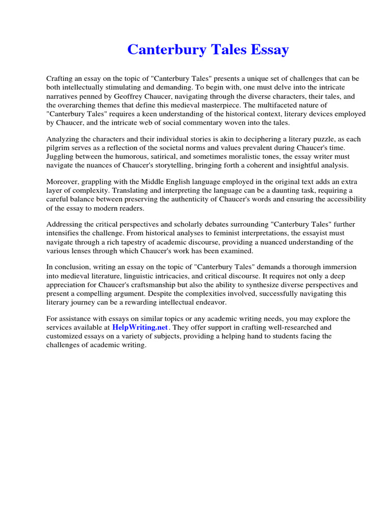 Canterbury Tales Essay | PDF | The Canterbury Tales | Advertising