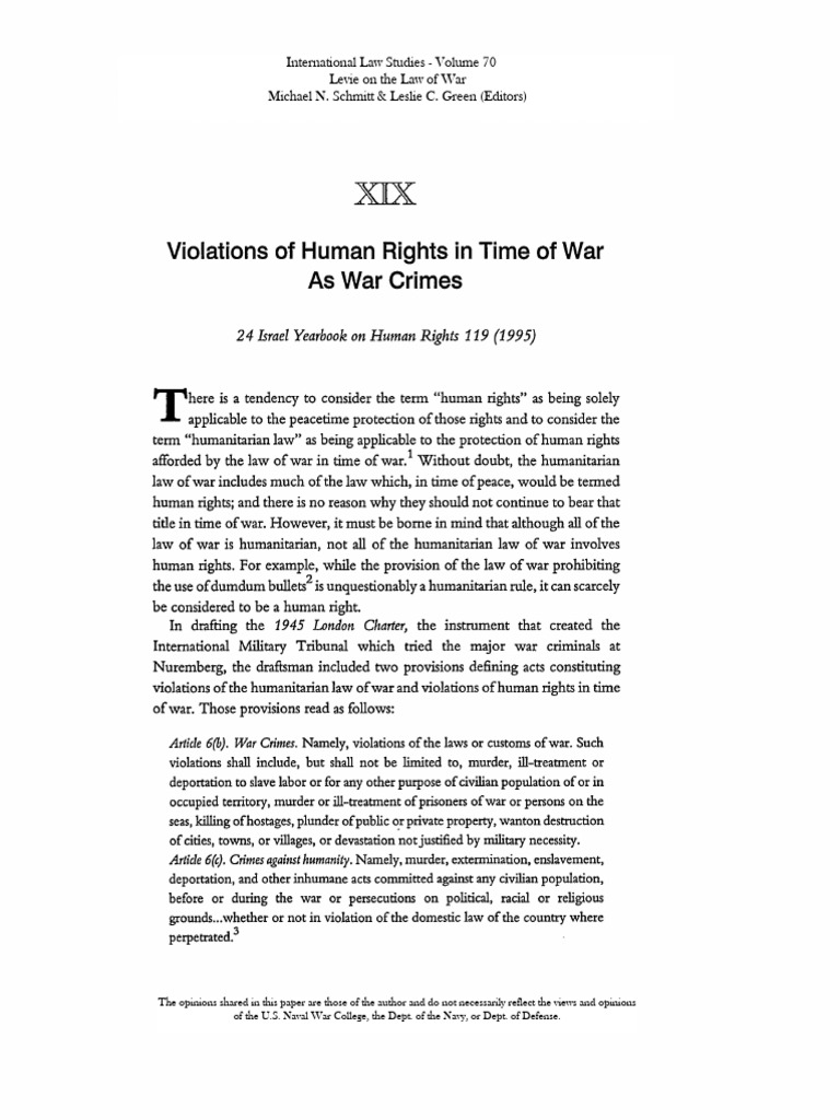 Violations of Human Rights in Time of War As War Crimes | PDF | Law Of ...
