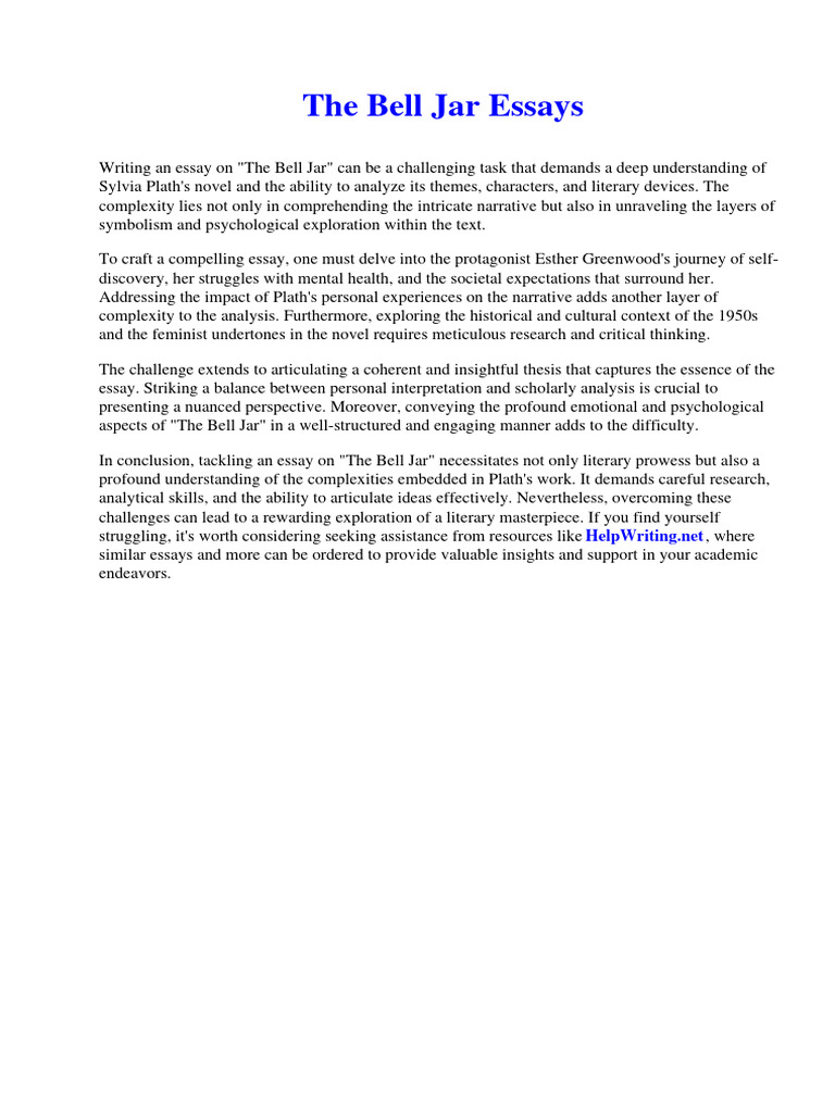 The Bell Jar Essays | PDF