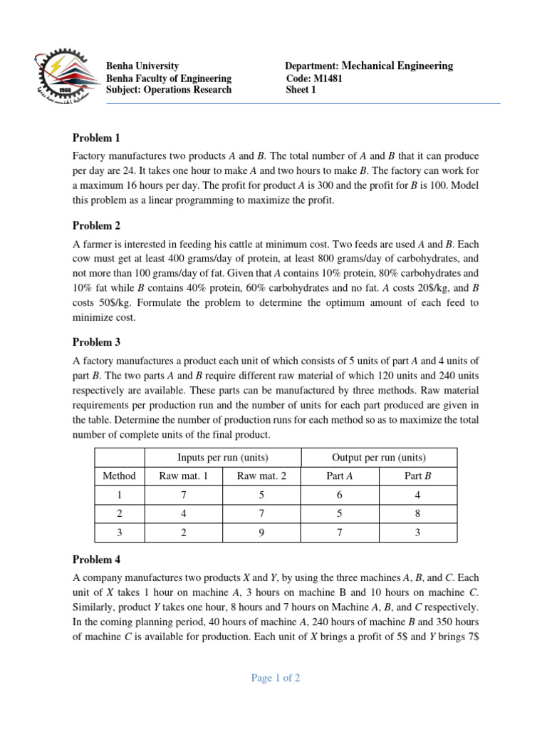 Sheet 1 | PDF | Mathematical Optimization | Algorithms