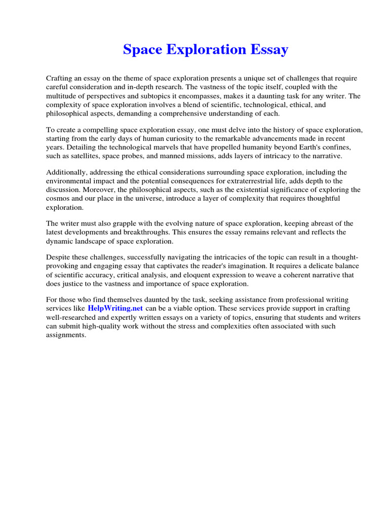 Space Exploration Essay | PDF | Fashion | New Deal