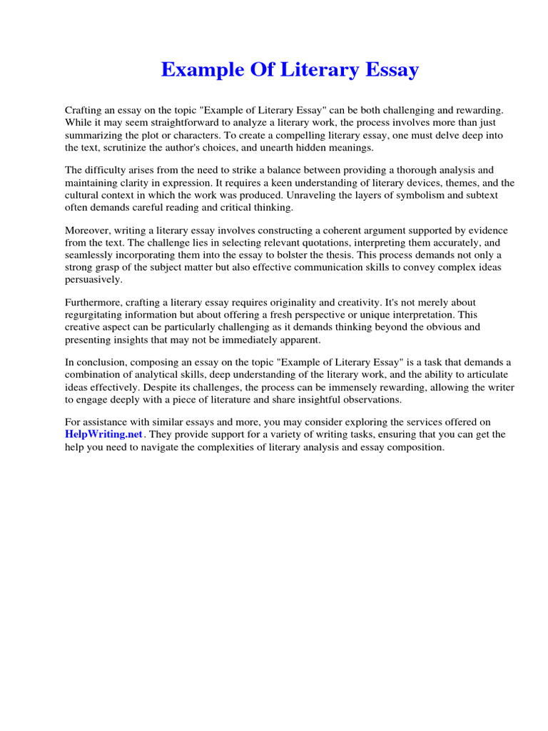 Example of Literary Essay | PDF | Transport | Essays