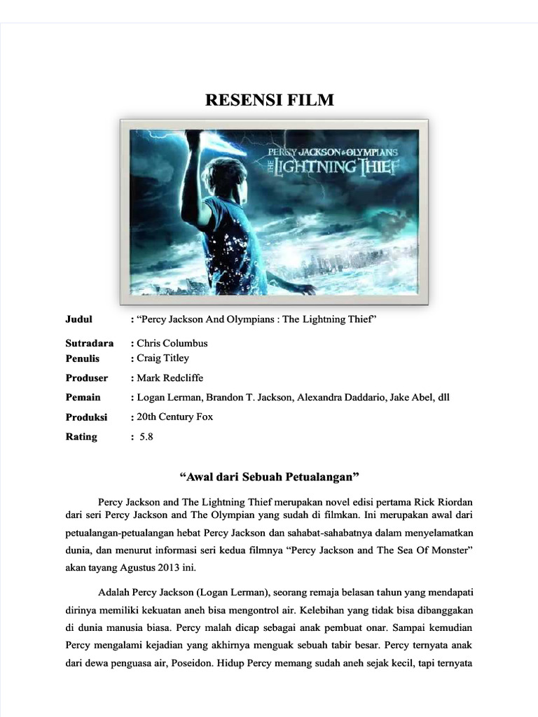 Resensi Film: Percy Jackson Thief | PDF
