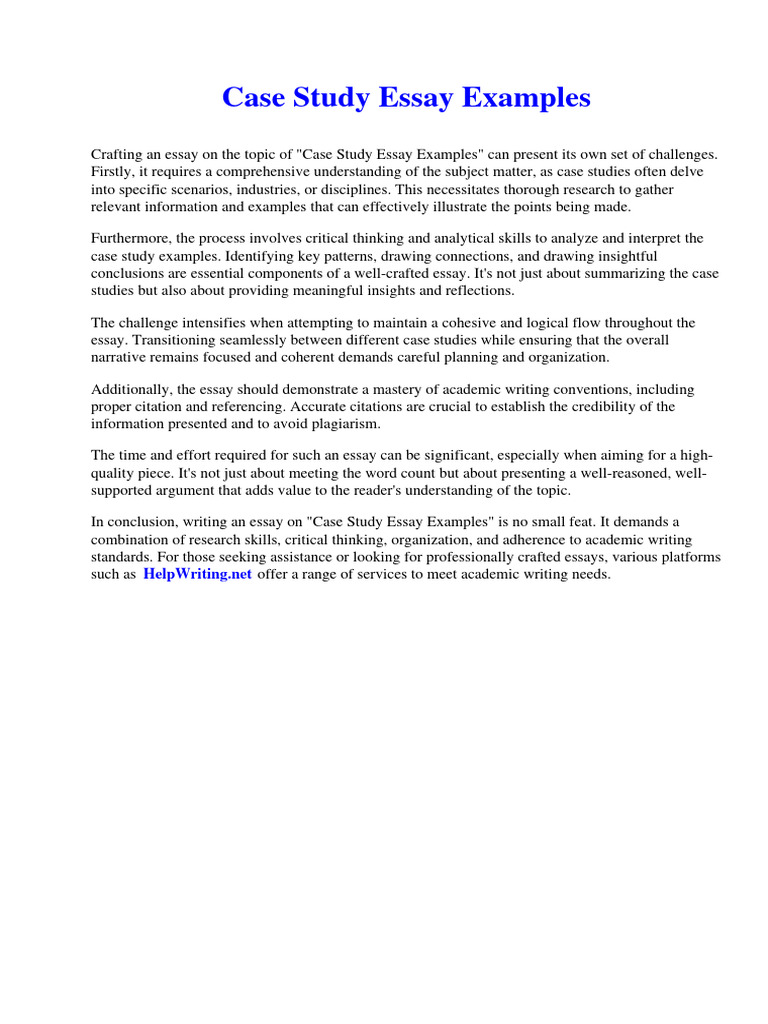 Case Study Essay Examples | PDF | Essays | Critical Thinking