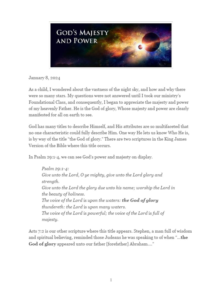Gods Majesty and Power | PDF
