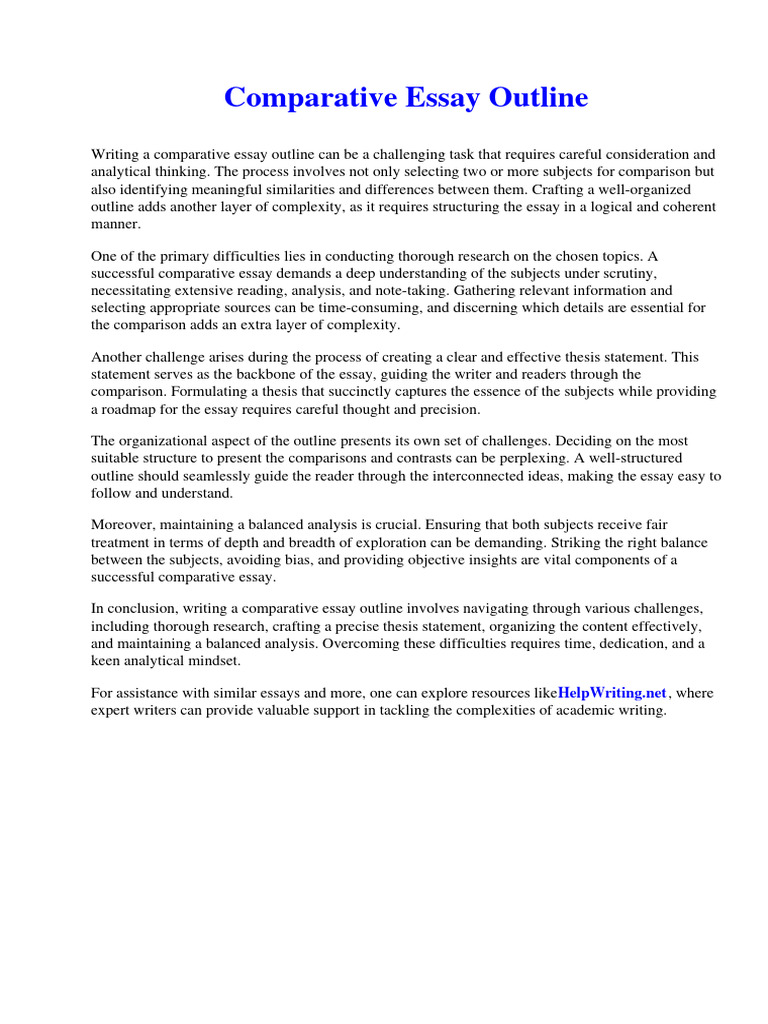 Comparative Essay Outline | PDF | Essays | Thought