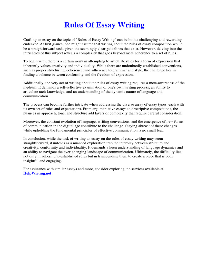 Rules of Essay Writing | PDF