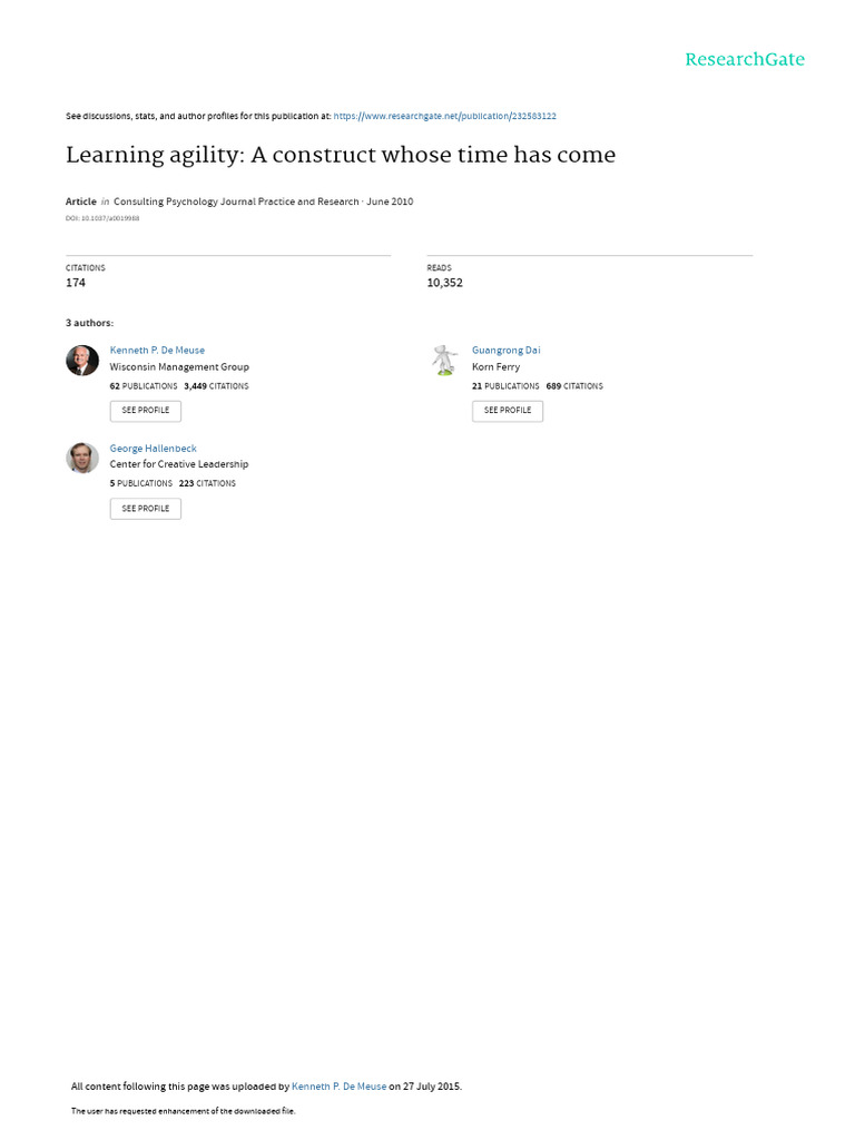 Learning Agility: A Construct Whose Time Has Come: Consulting ...