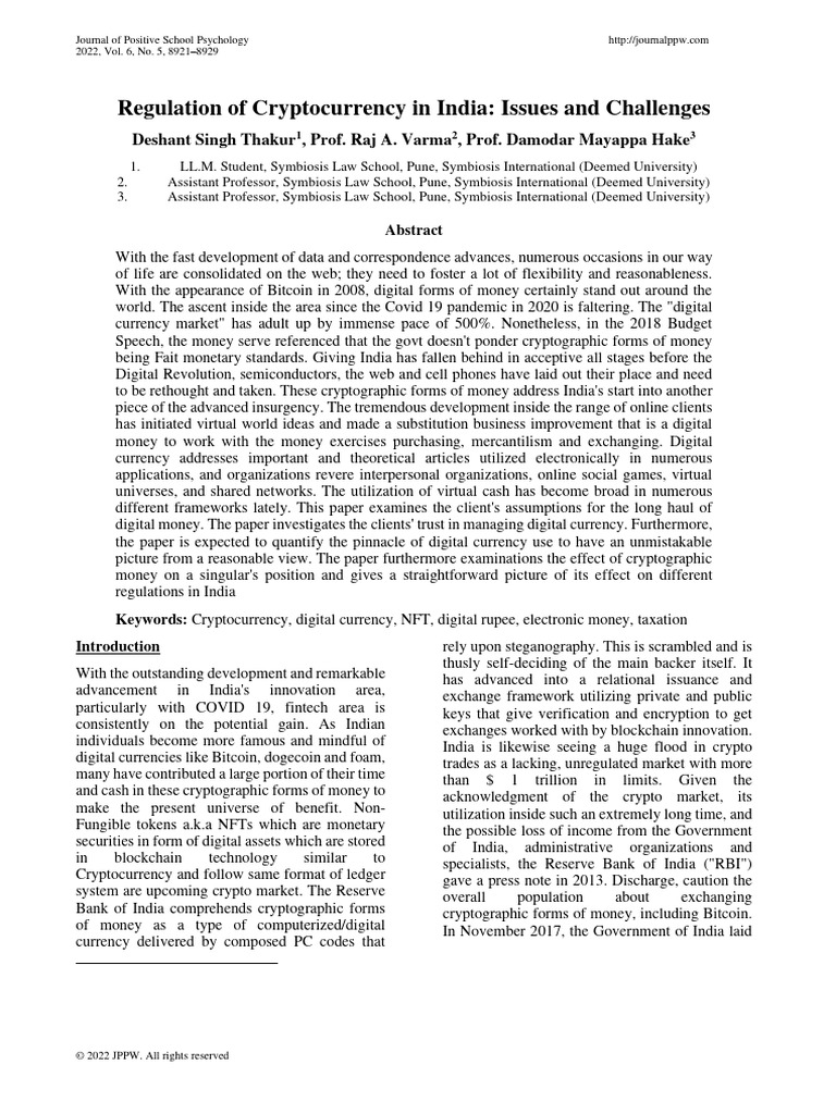 Regulation of Currency in India | PDF | Cryptocurrency | Reserve Bank ...