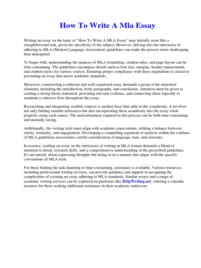 How To Write A Mla Essay | PDF | Medical Specialties