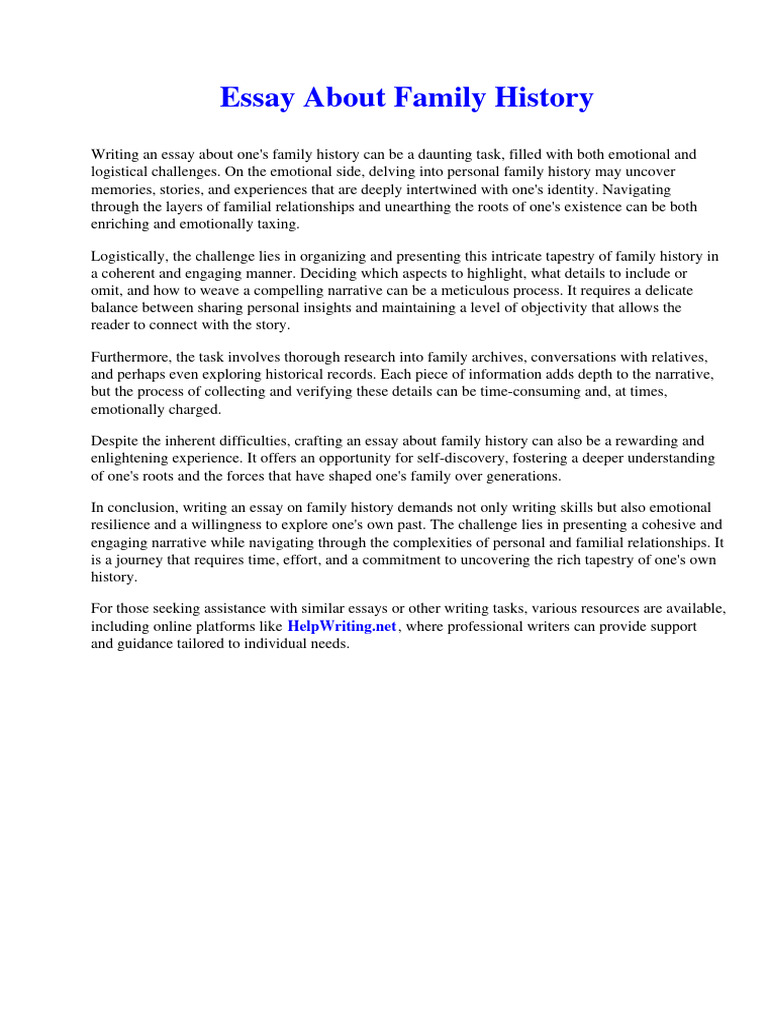 Essay About Family History | PDF