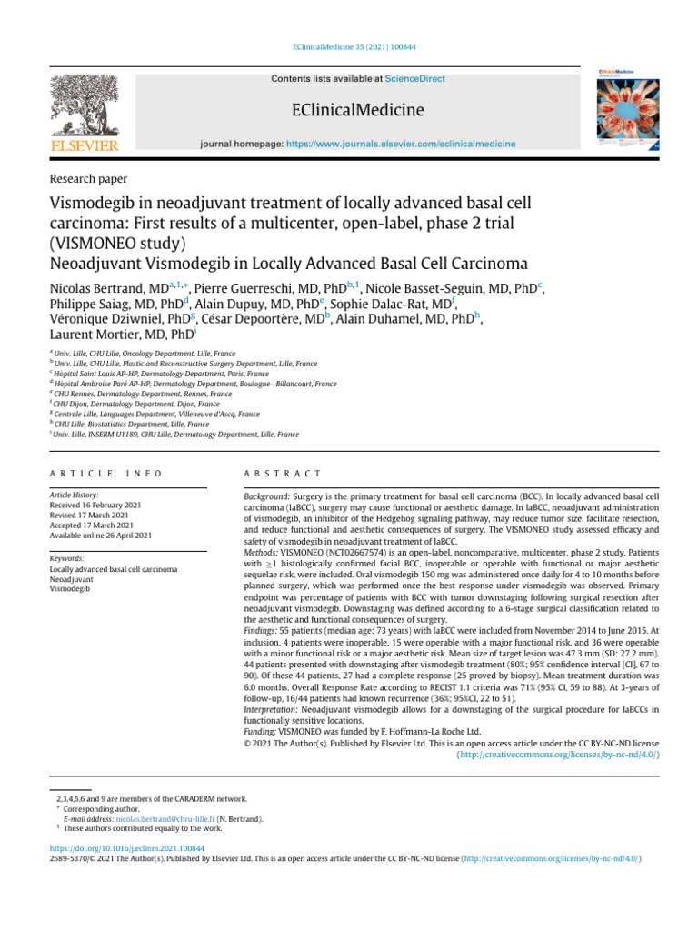 Vismodegib in Neoadjuvant Treatment of Locally Adv | PDF