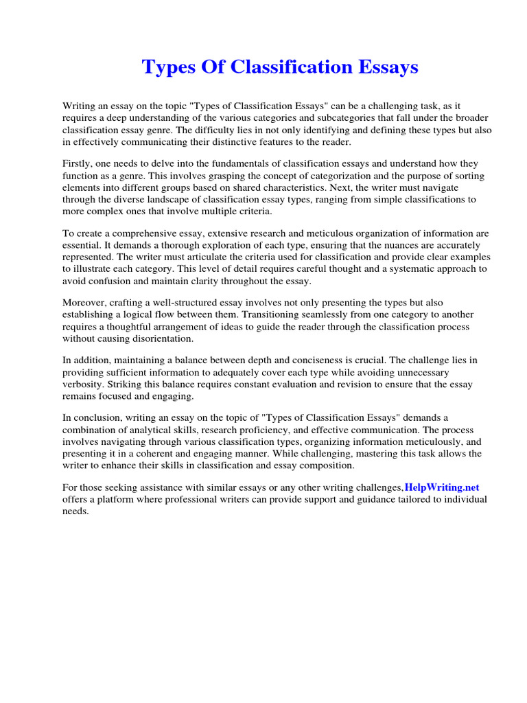 Types of Classification Essays | PDF | Divergent (Novel) | Crusades