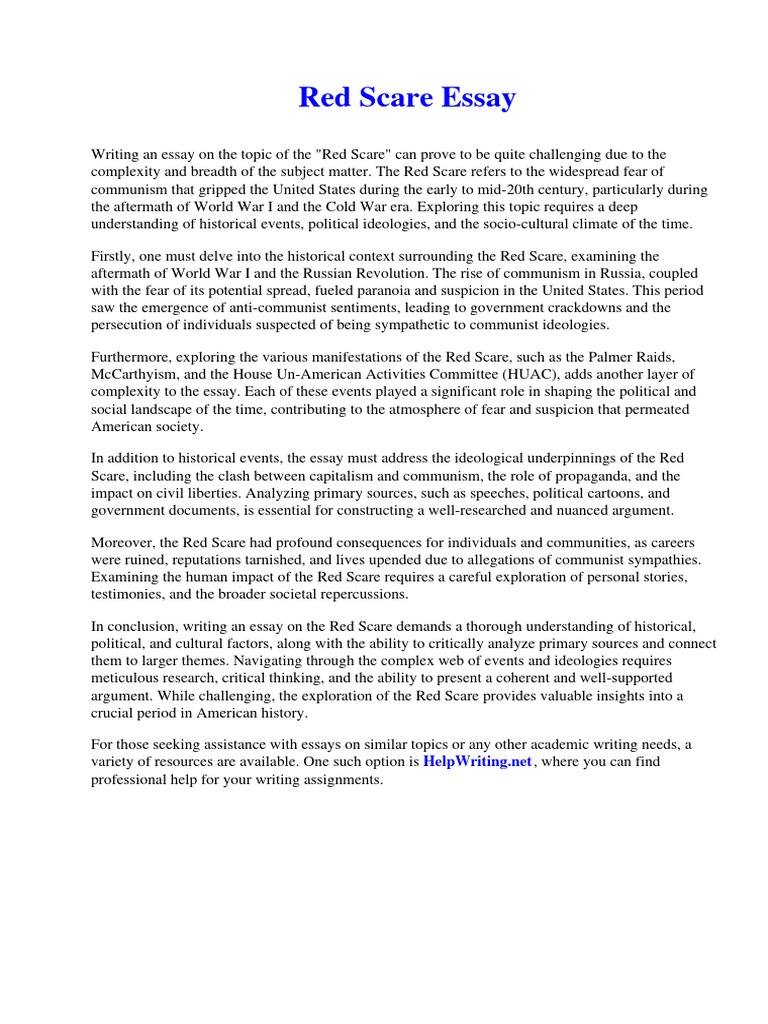 Red Scare Essay | PDF